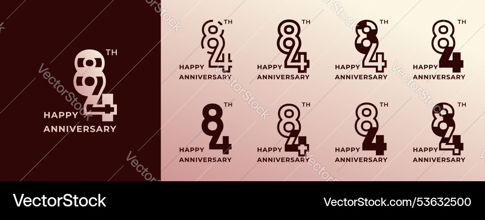 Logo 84th years happy anniversary gold creative Vector Image