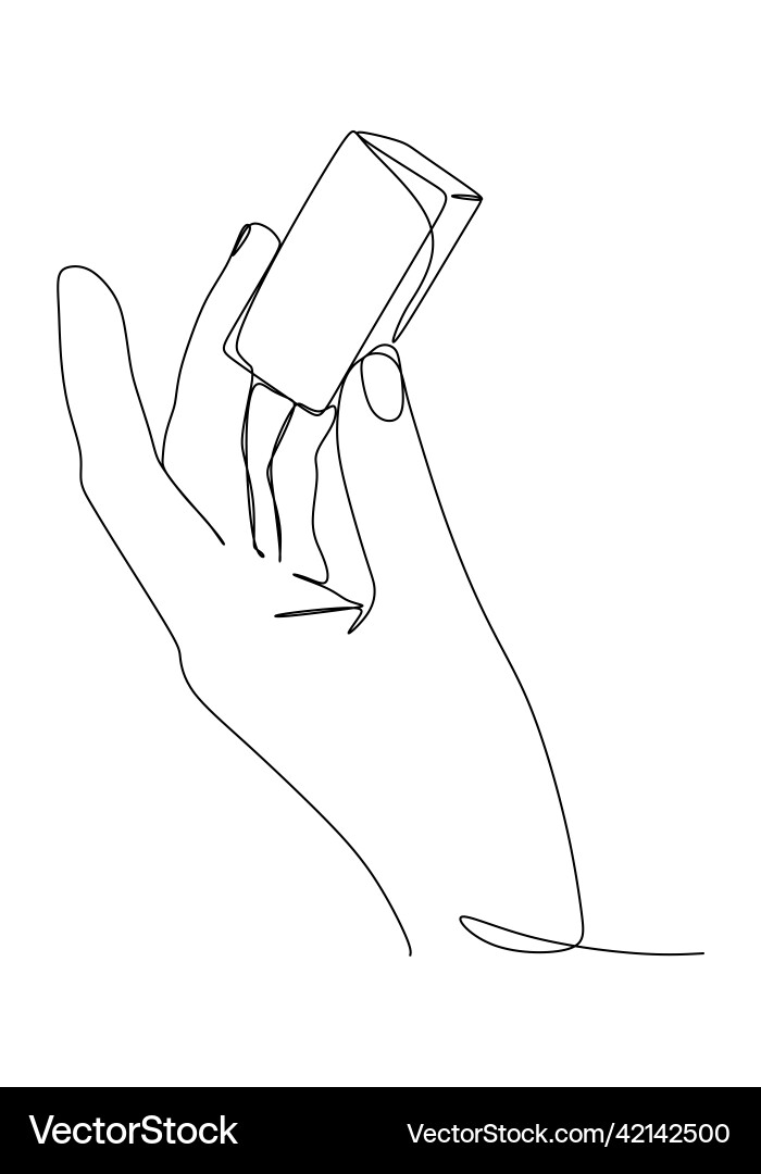 One line drawing of hand hold something Royalty Free Vector