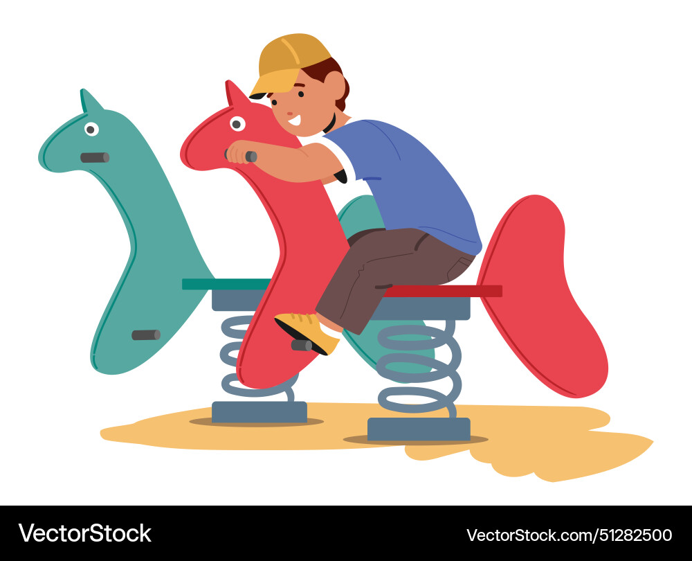 Playful boy enjoying his time on colorful spring Vector Image