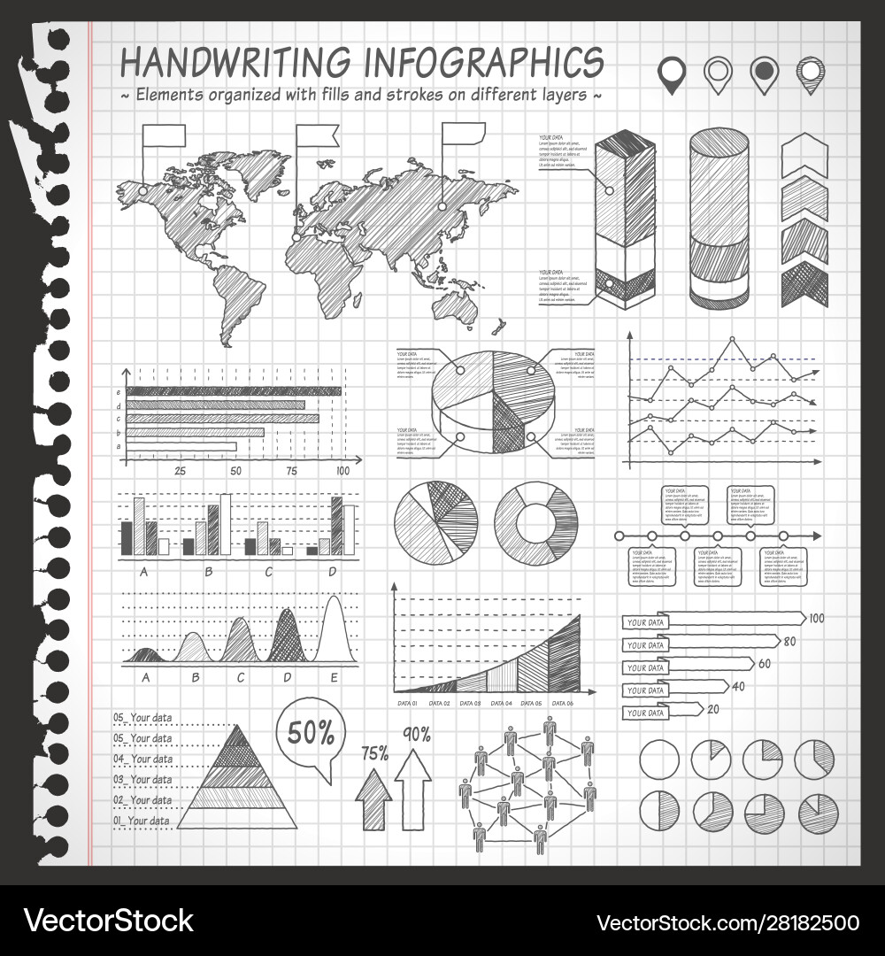Sketchy Notebook Infographics Template Royalty Free Vector