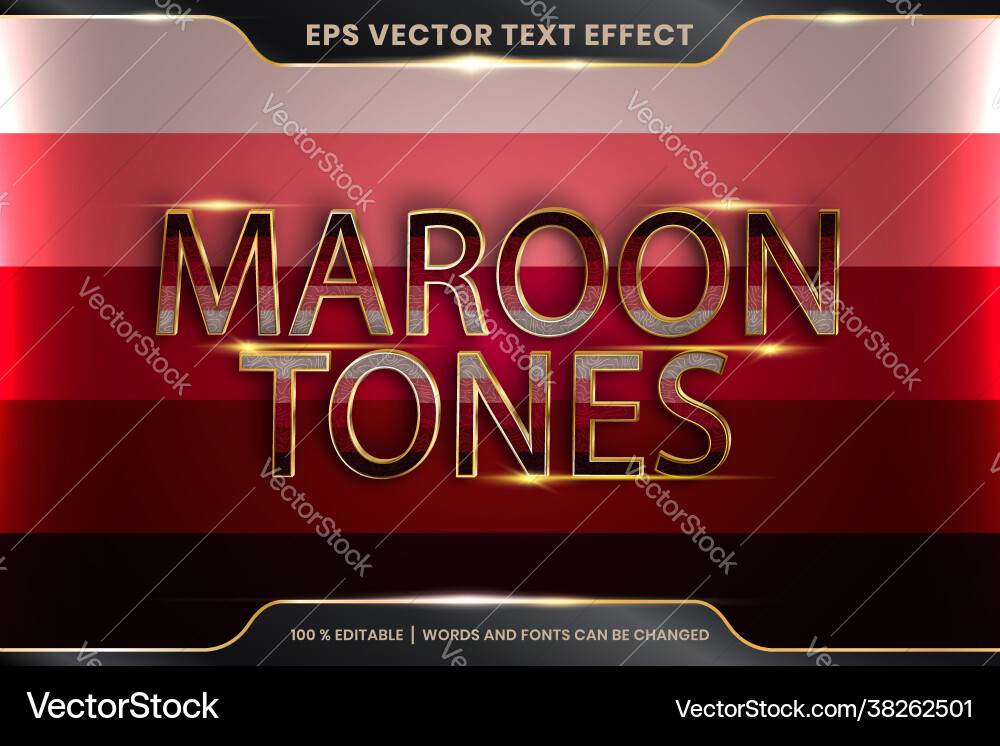 3D Maroon Text Effect - Luxury Typography Vector Image