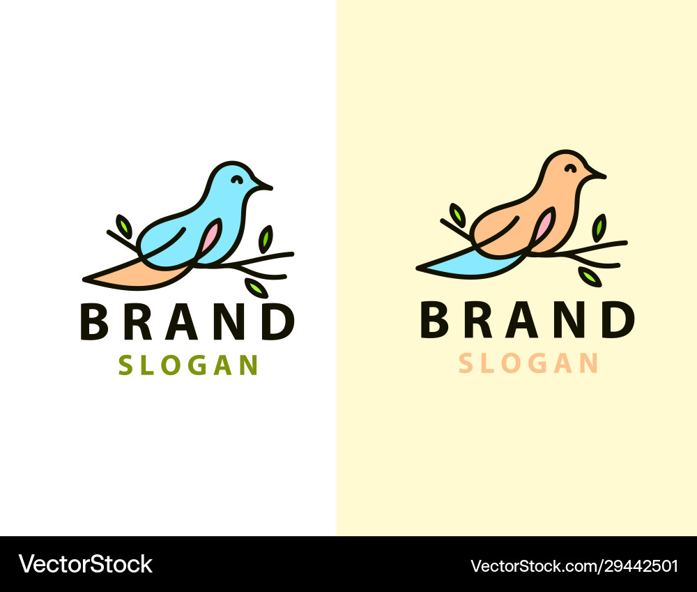 Abstract bird logo design template linear style Vector Image