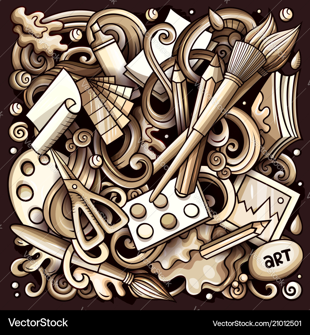 Cartoon doodles art and design Royalty Free Vector Image