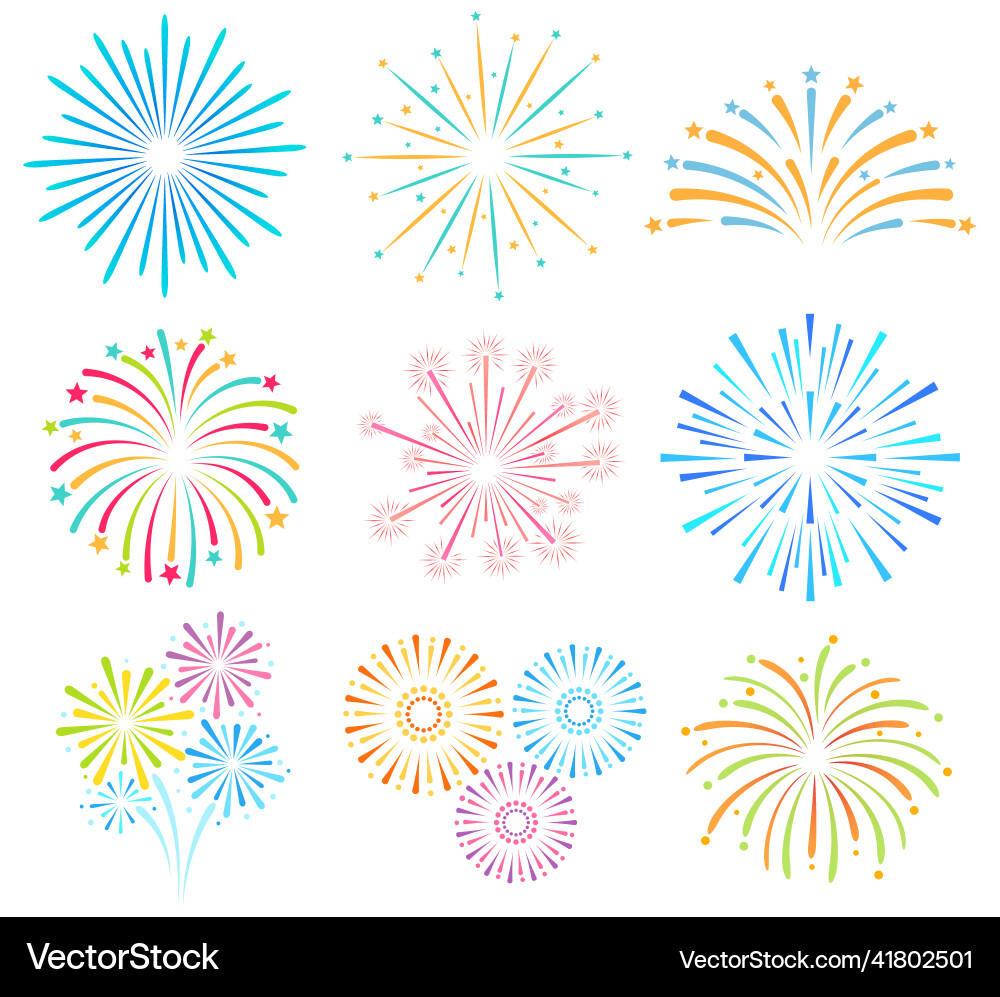 Colorful Fireworks Burst Royalty Free Vector Image