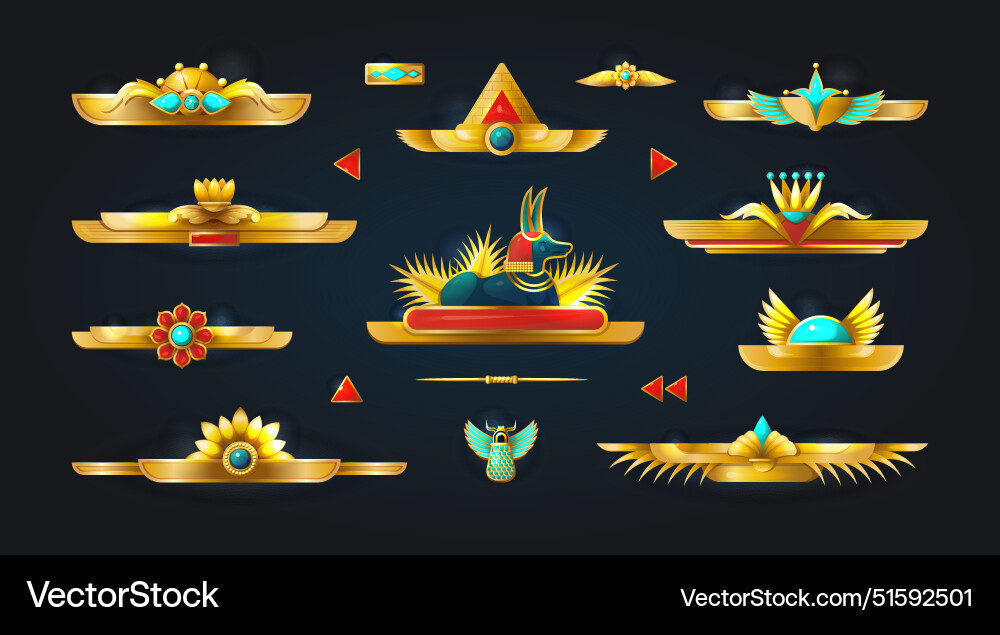 Egypt game gold pharaoh frame ui egyptian old Vector Image