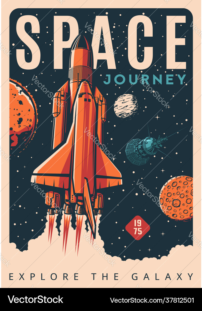 Retro Space Shuttle Launch Royalty Free Vector Image