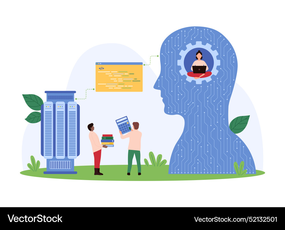 Server and database management tiny people Vector Image