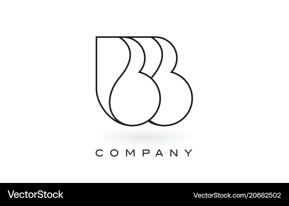 Bb monogram letter logo with thin black Royalty Free Vector