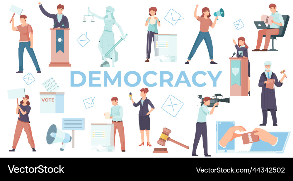 Democracy flat set Royalty Free Vector Image - VectorStock