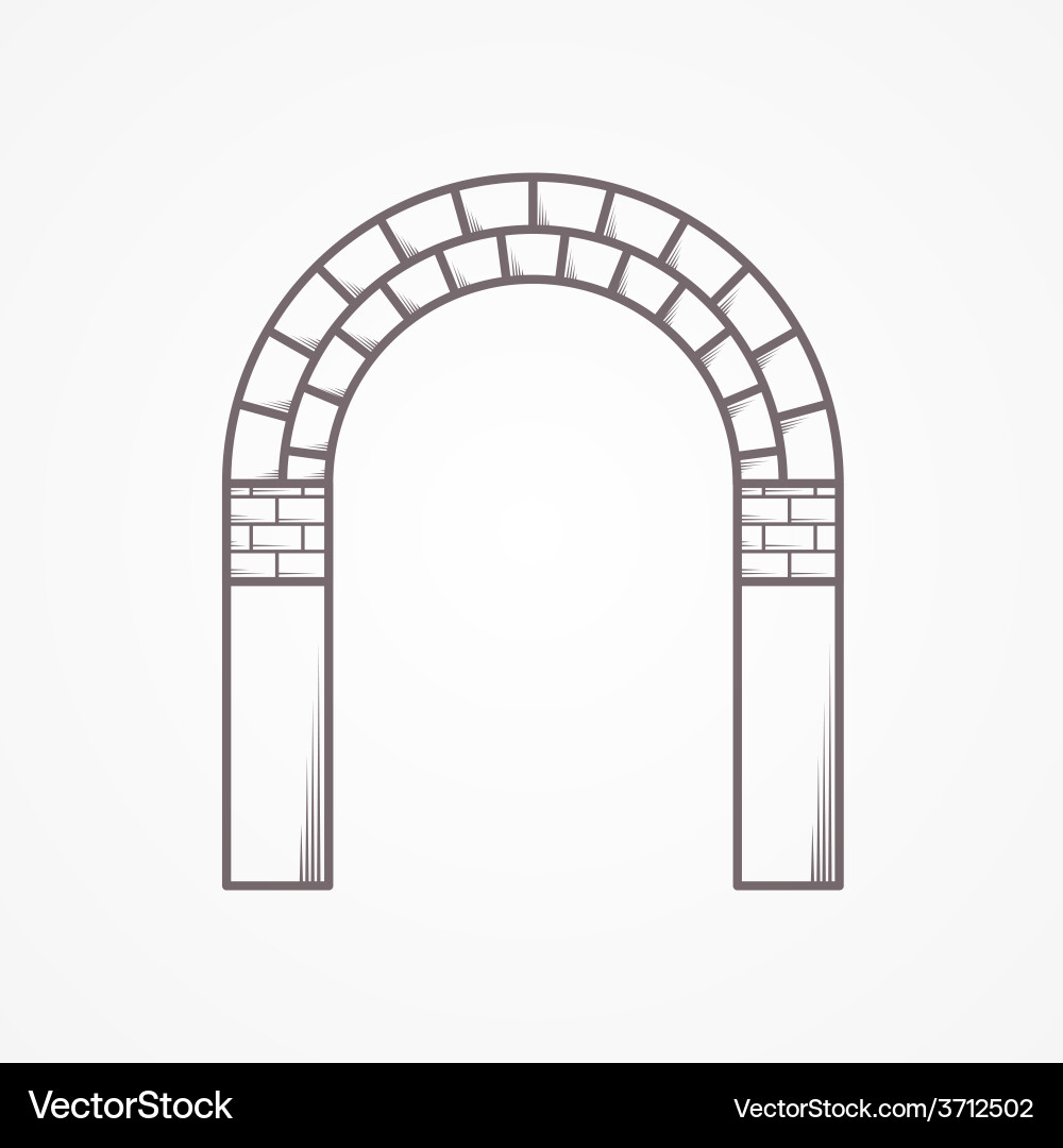 Flat line brick archway icon Royalty Free Vector Image