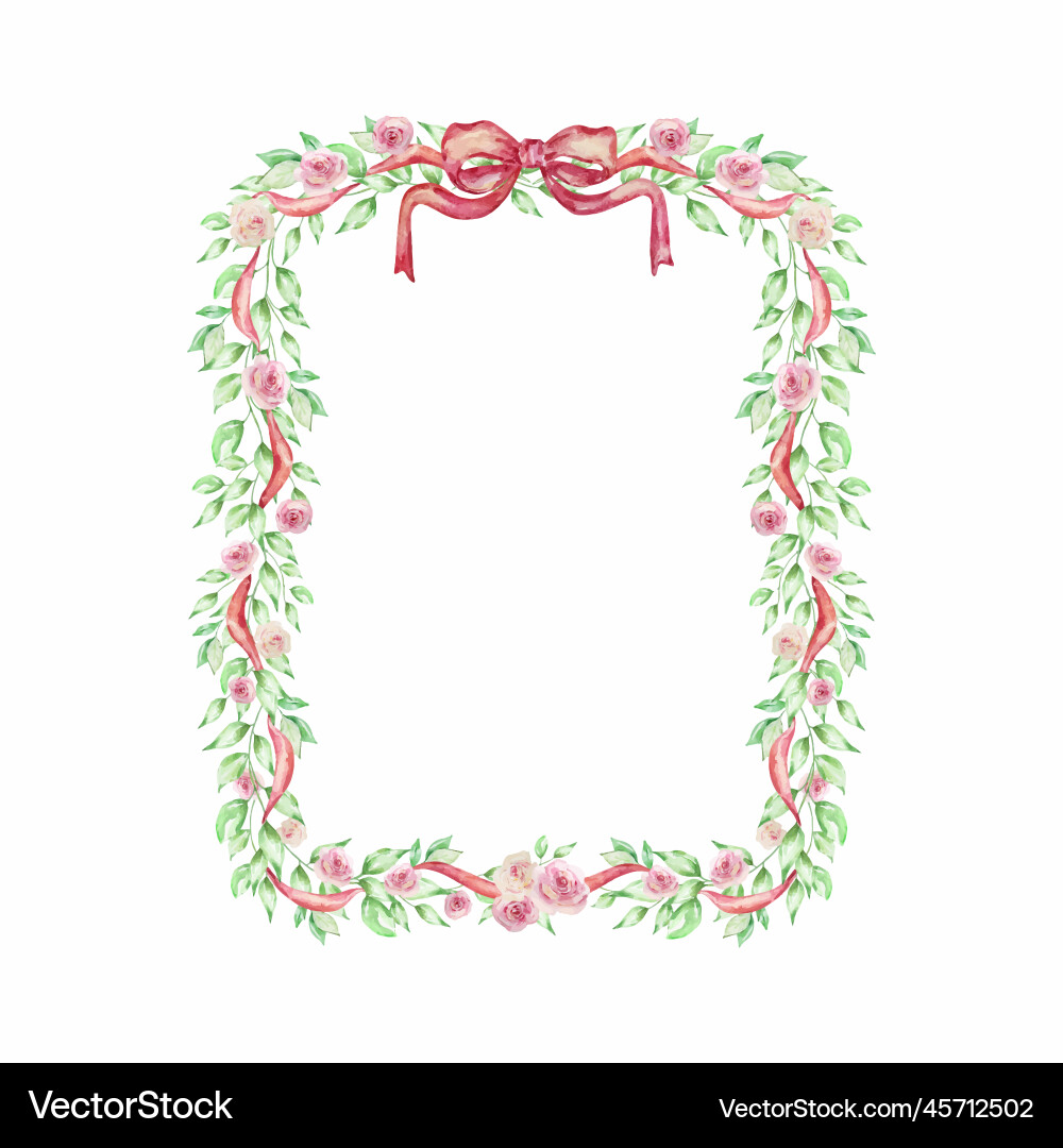 Floral Watercolor Greenery Frame Royalty Free Vector Image