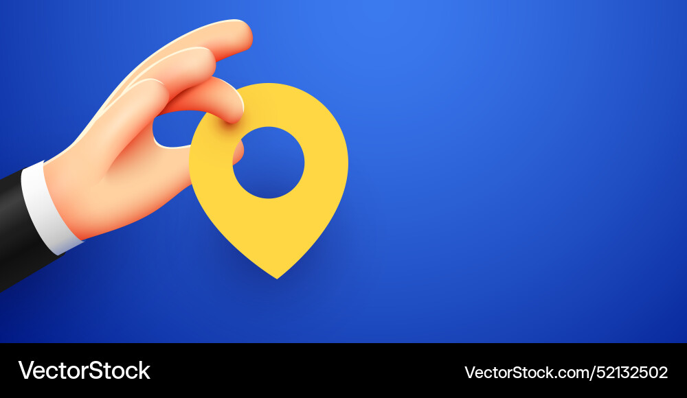 Hand holding map marker cartoon 3d style Vector Image