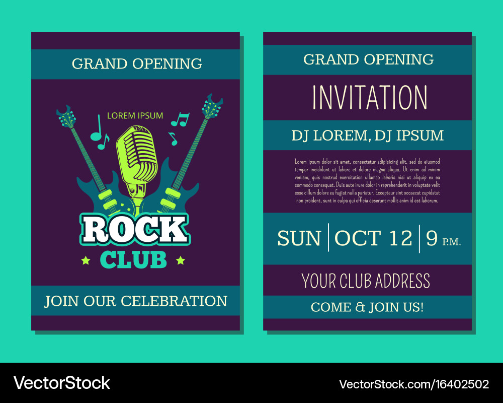 Invitation card template opening rock music Vector Image