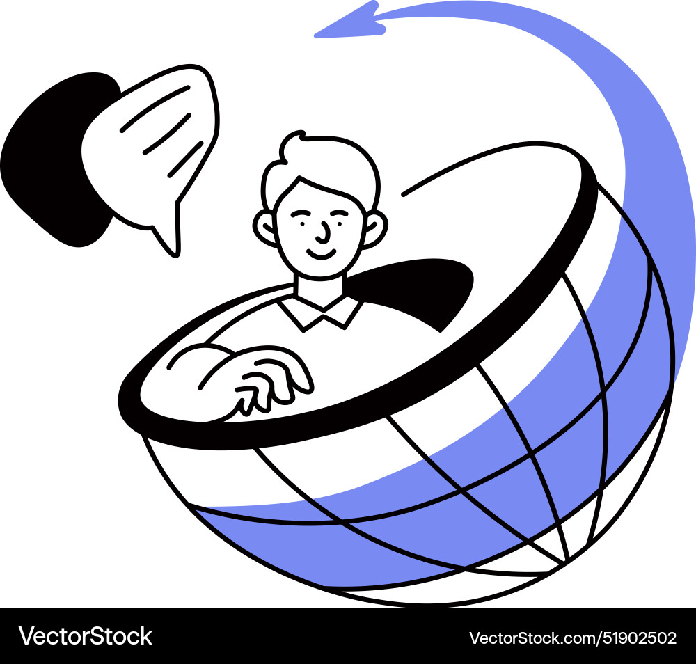 Man communicating globally online Royalty Free Vector Image