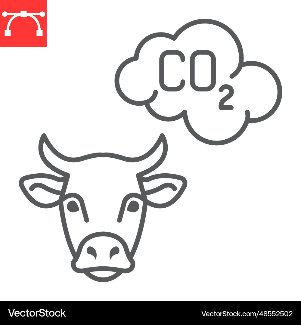 Methane emission from cow line icon Royalty Free Vector