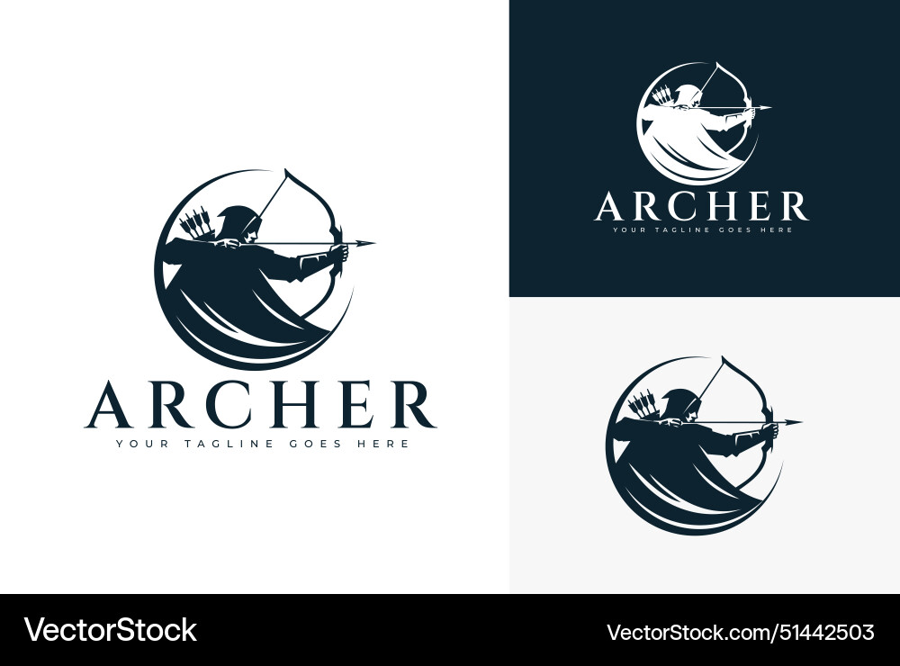 Archer logo with a man holding bow and arrow Vector Image