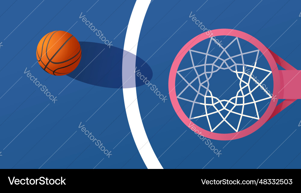 Basketball Near Hoop - Top View Royalty Free Vector Image