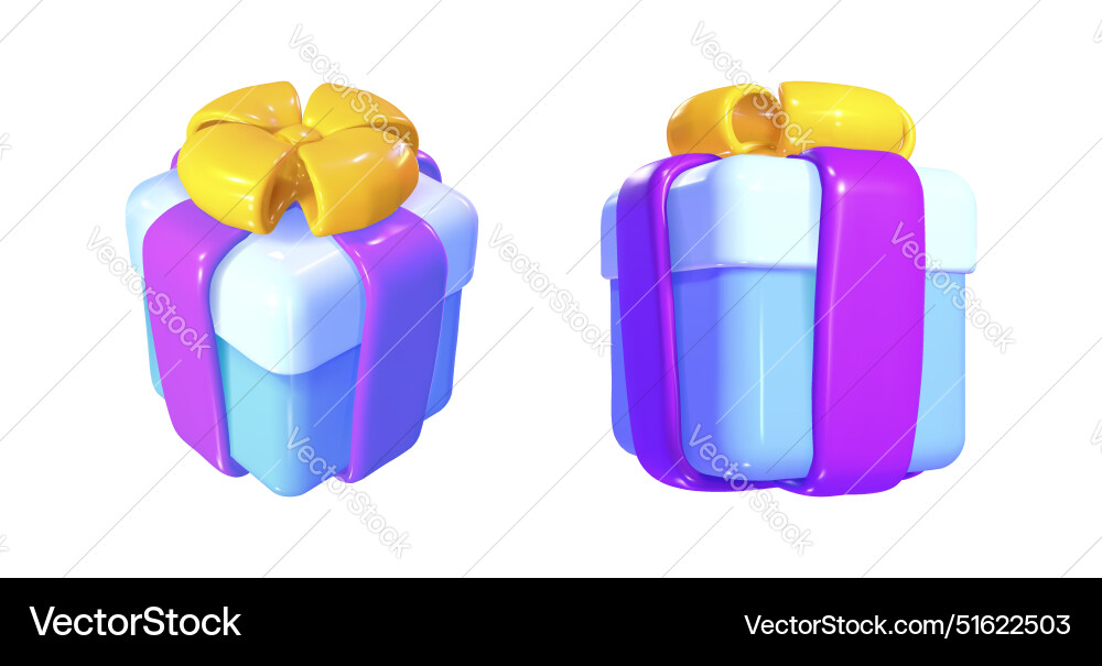 Cute blue closed gift box with ribbon and bow Vector Image