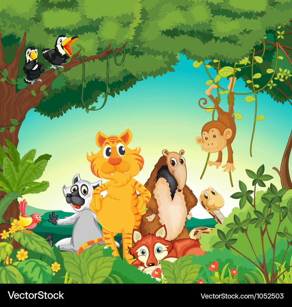 Forest Animals Scene Royalty Free Vector Image