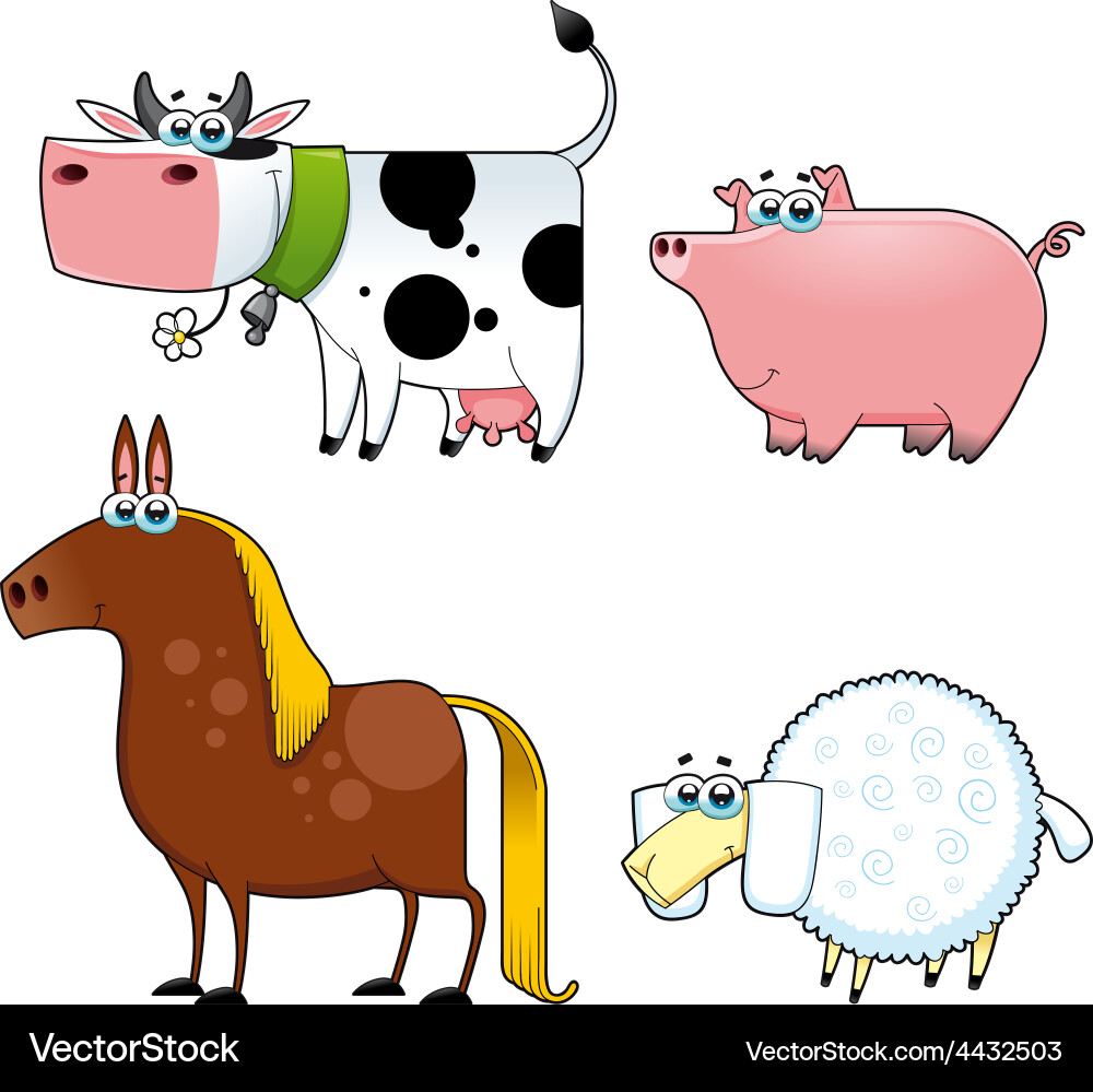 Funny farm animals Royalty Free Vector Image - VectorStock