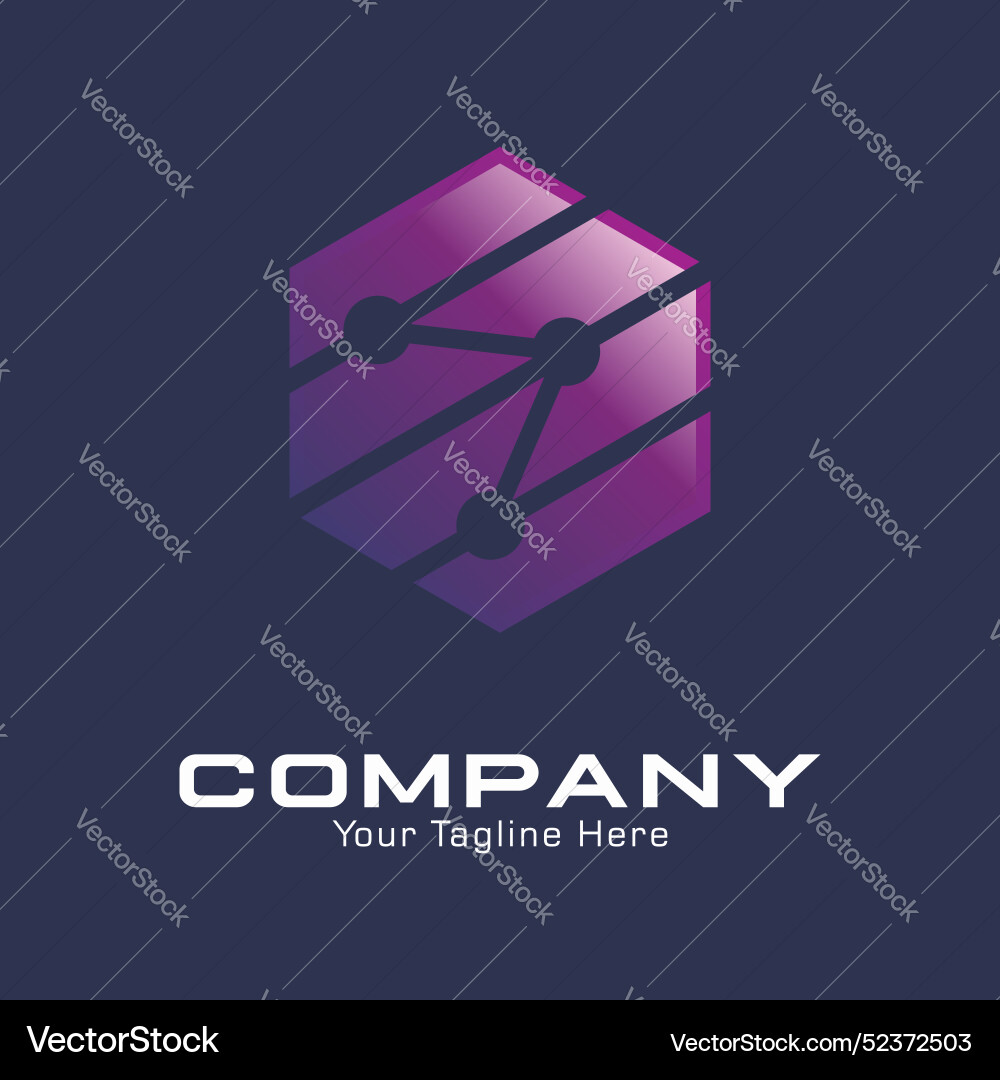 Hexagonal tech logo design template Royalty Free Vector