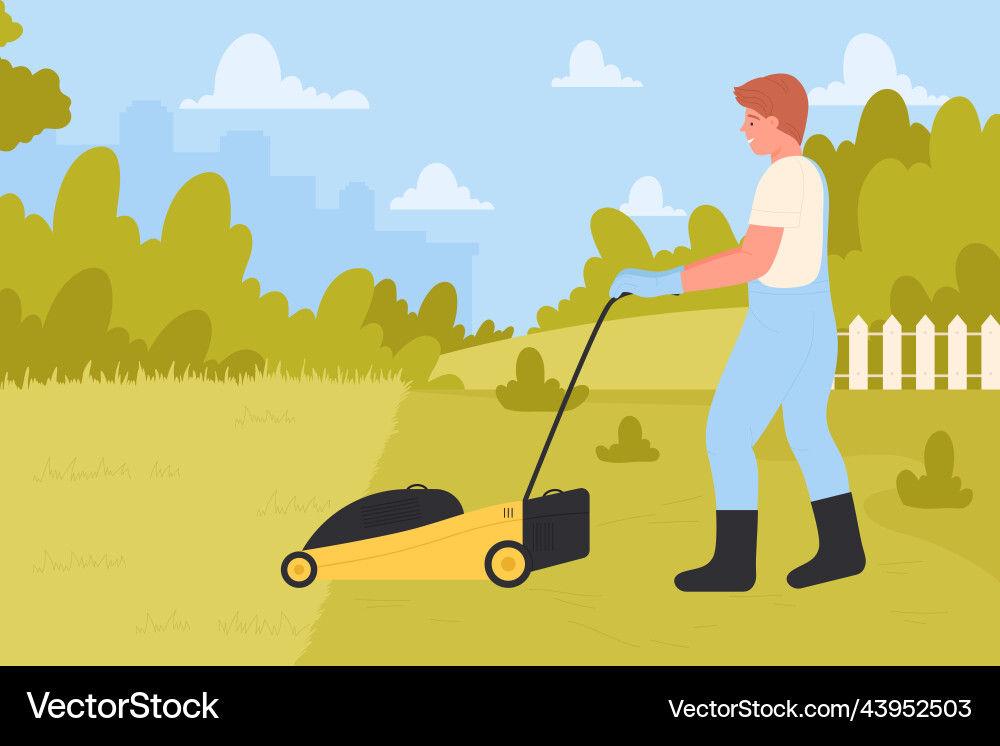 Landscaping maintenance service man walking Vector Image