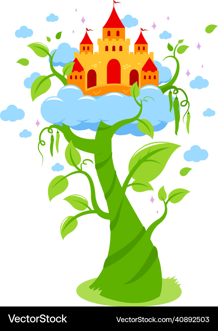 Magic beanstalk and castle Royalty Free Vector Image