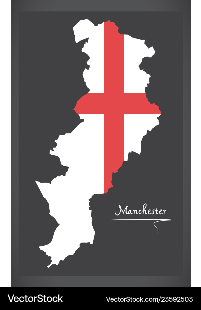 Manchester map with english national flag Vector Image