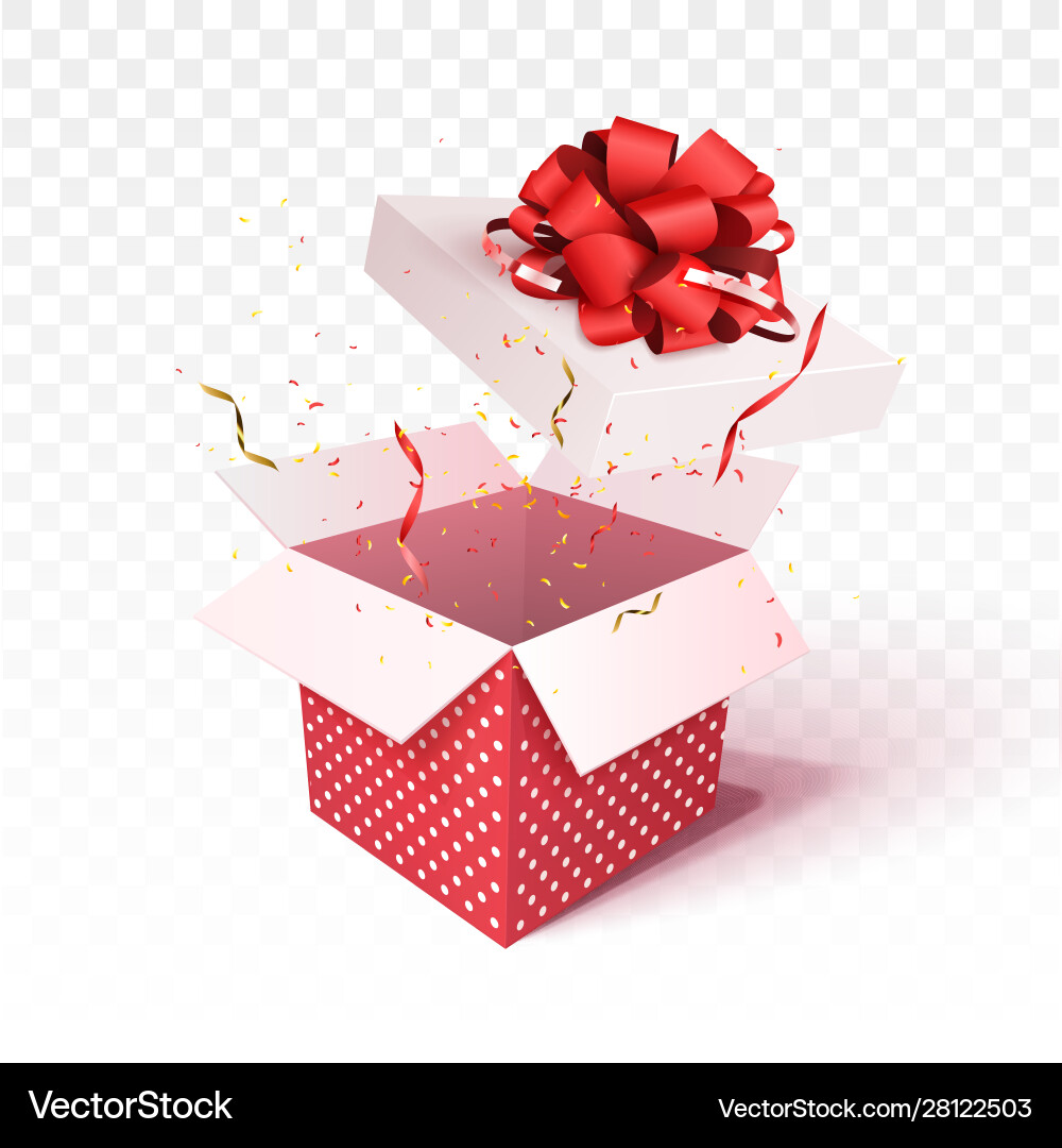 Open gift box with confetti Royalty Free Vector Image