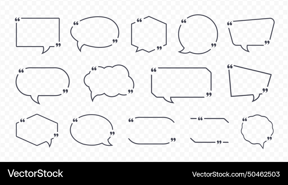 Quote box frame set speech quotation marks design Vector Image