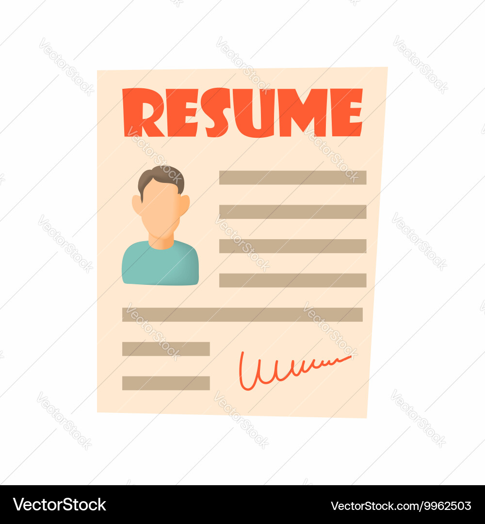 Resume icon cartoon style Royalty Free Vector Image
