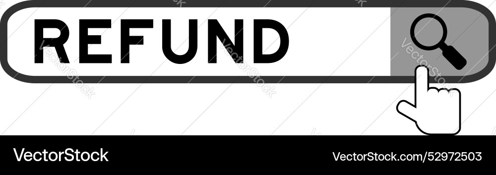 Search banner in word refund with hand over Vector Image