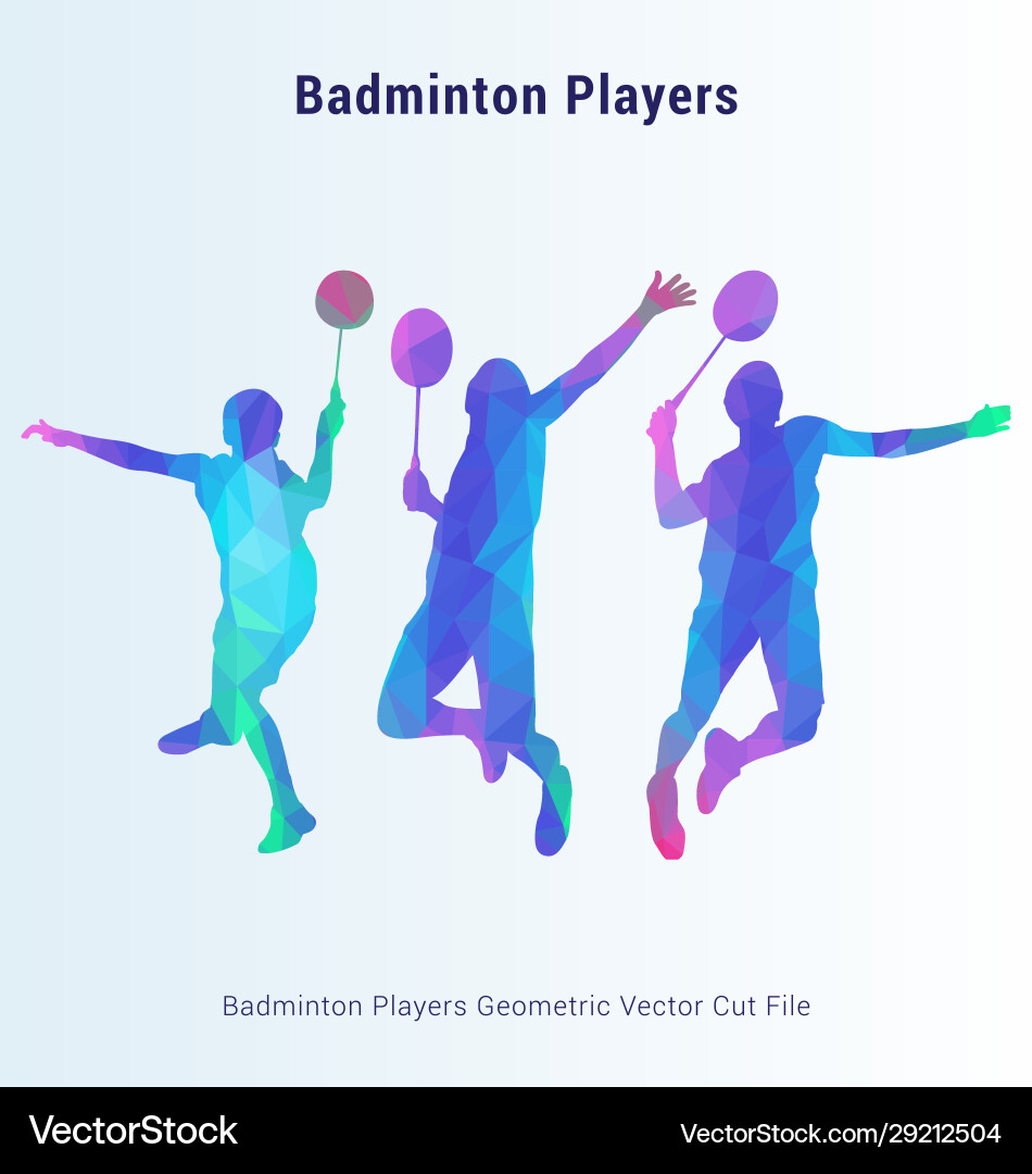 Badminton players geometric pack Royalty Free Vector Image