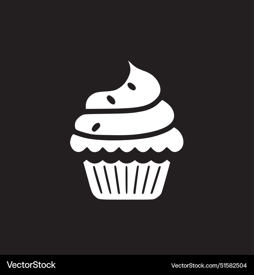 Cupcake - black and white Royalty Free Vector Image