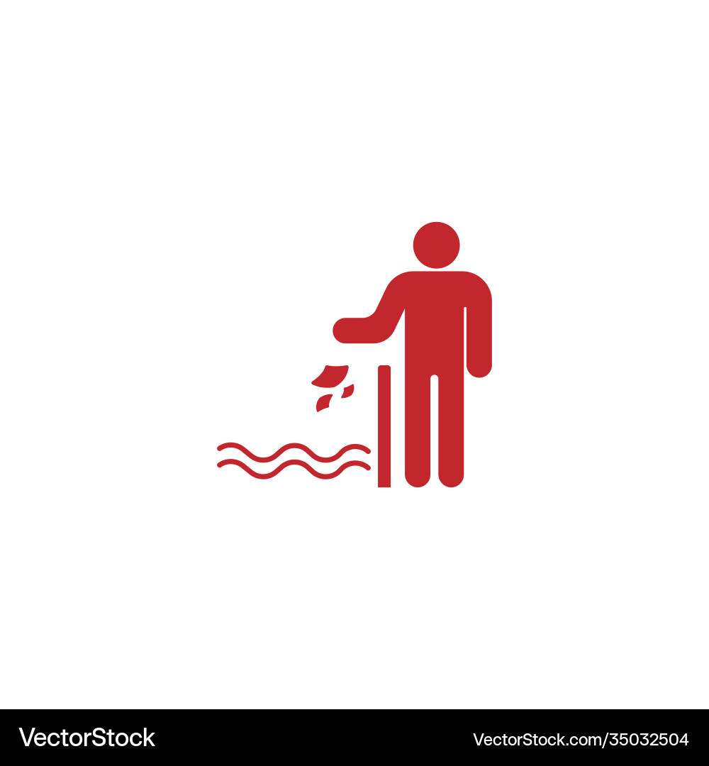 Do not throw garbage in river icon Royalty Free Vector Image