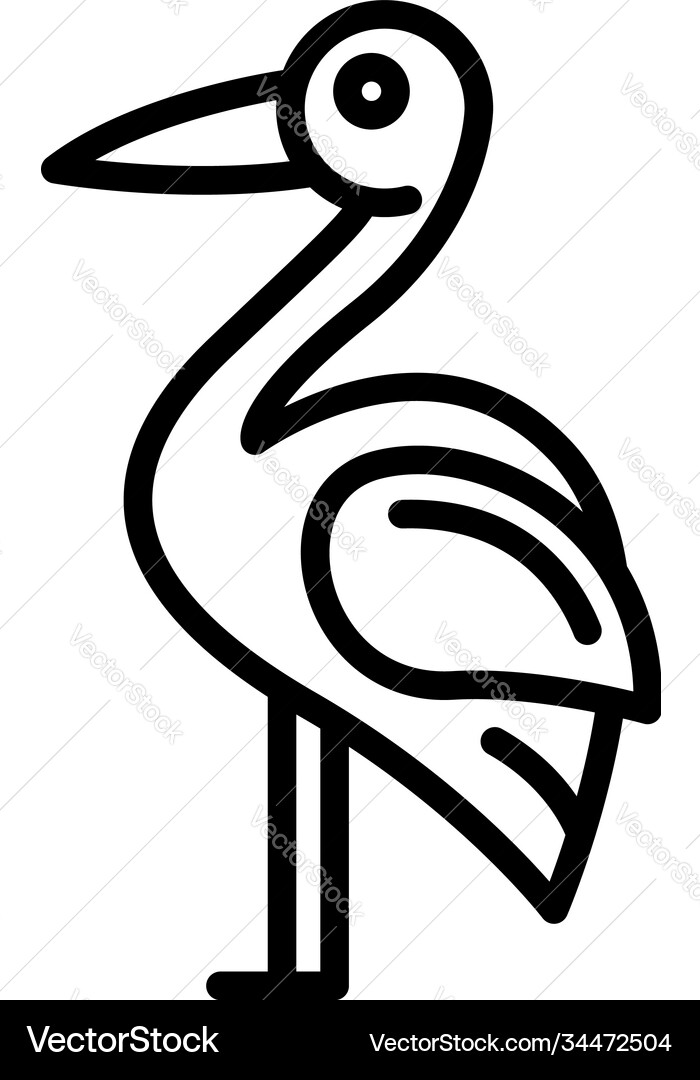Feather stork icon outline style Royalty Free Vector Image