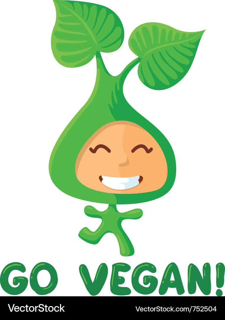 Happy Vegan Character Royalty Free Vector Image