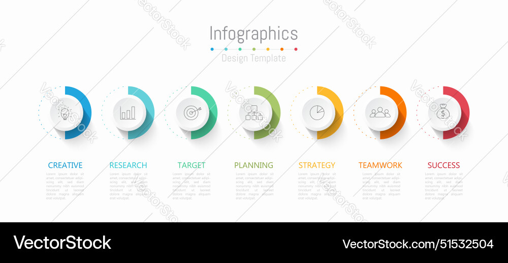 Infographic 7 options design elements Royalty Free Vector