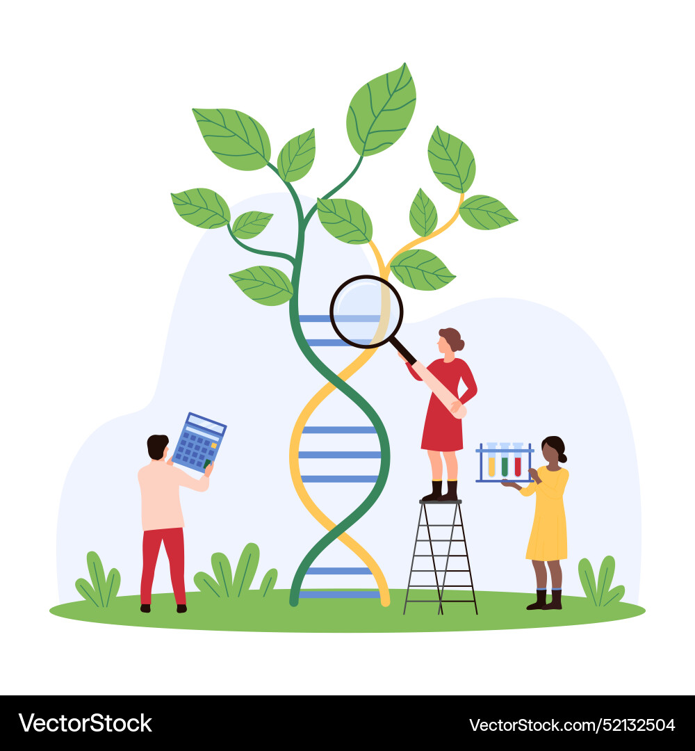 Scientists analyzing dna growth concept Royalty Free Vector