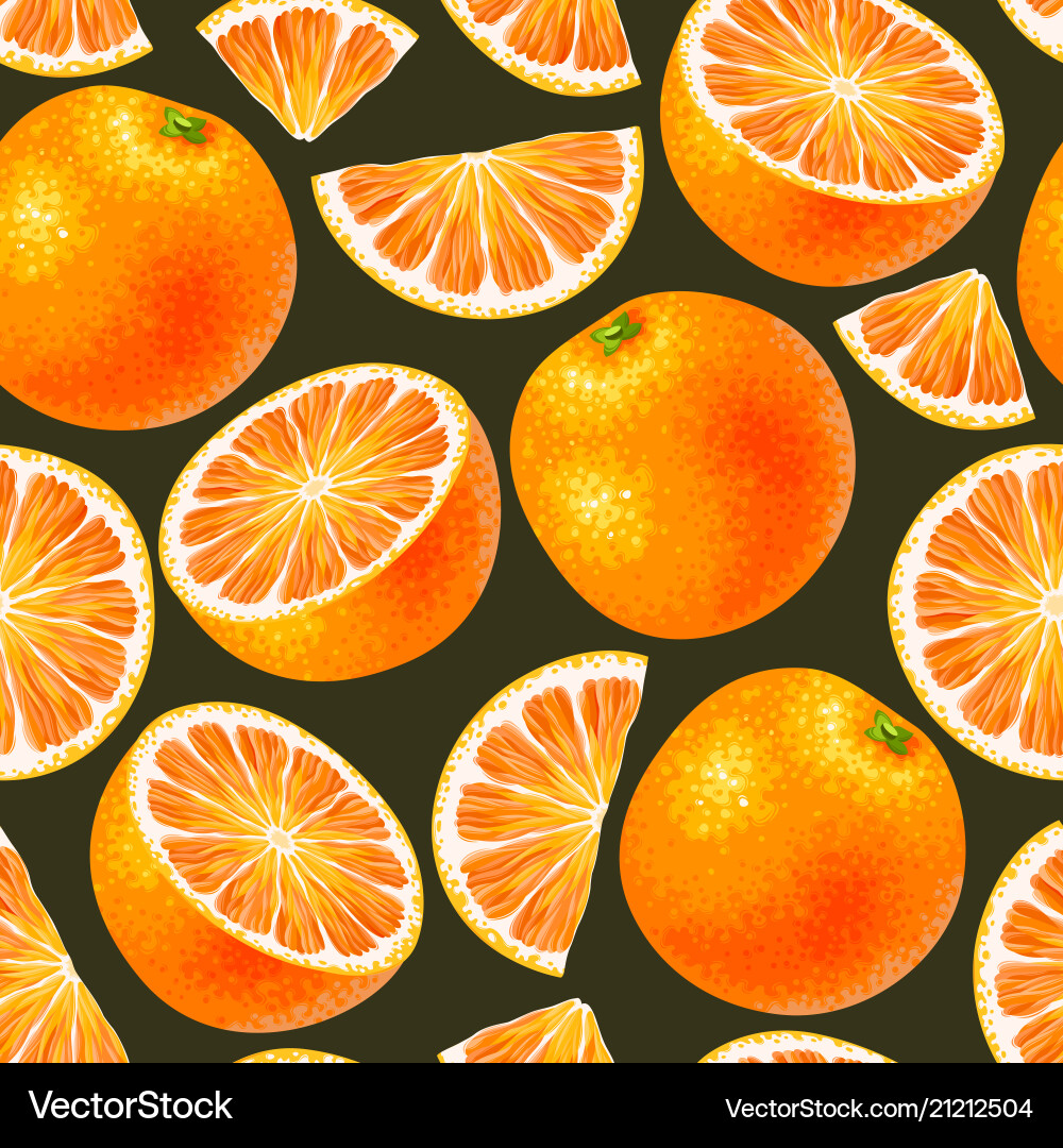 Seamless pattern with oranges Royalty Free Vector Image