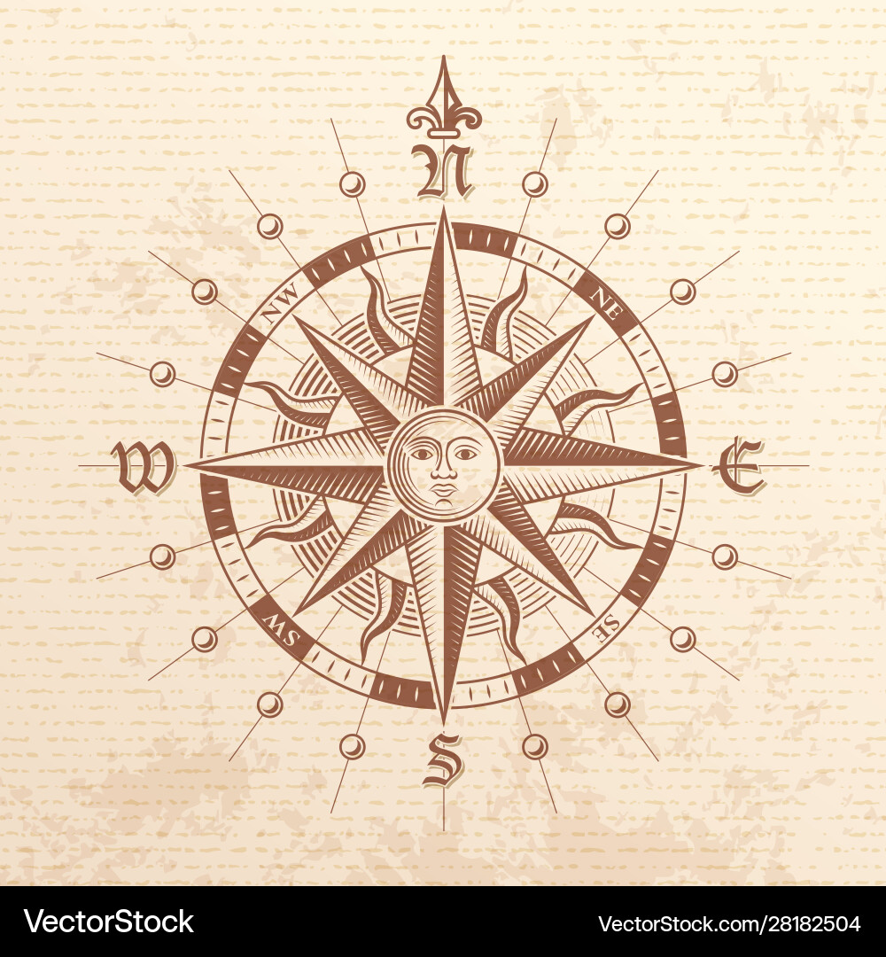 Vintage compass rose Royalty Free Vector Image