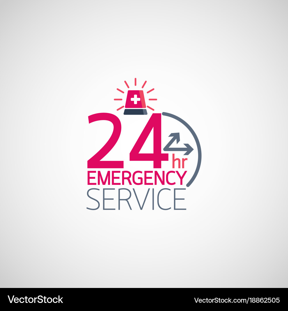 24hr emergency service logo Royalty Free Vector Image