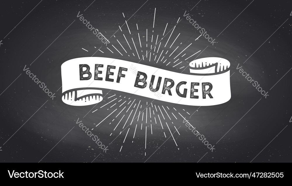 Beef burger ribbon banner Royalty Free Vector Image