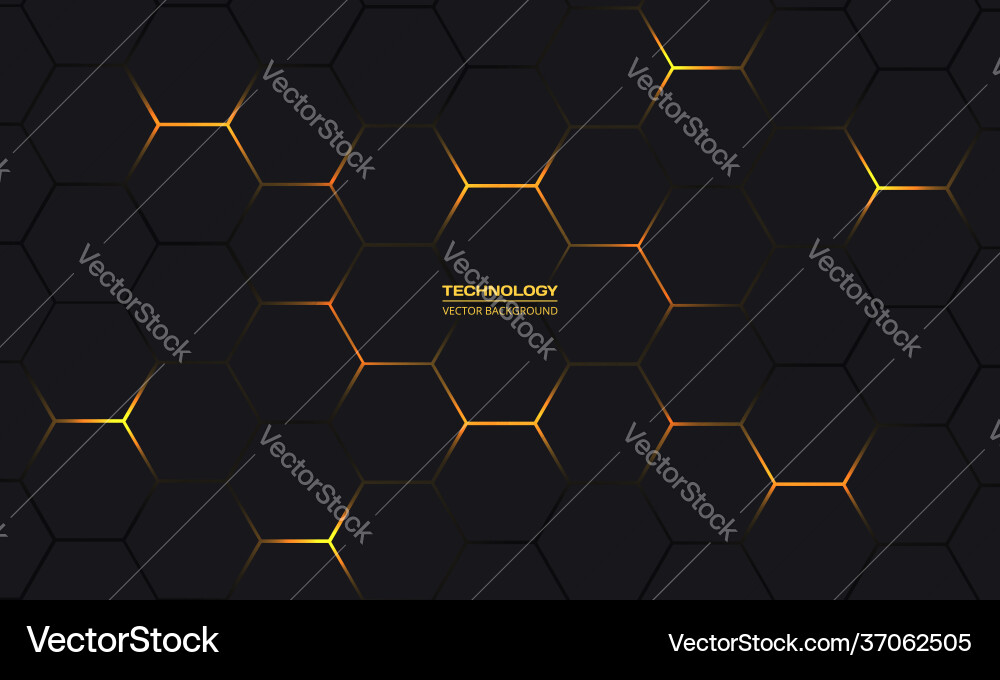 Black and yellow hexagonal technology background Vector Image