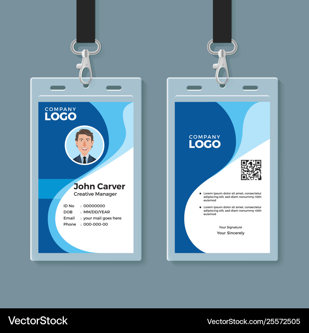 Blue Wave ID Card Template Royalty Free Vector Image