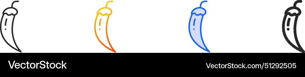 Chilli pepper iconthin linear gradient blue Vector Image