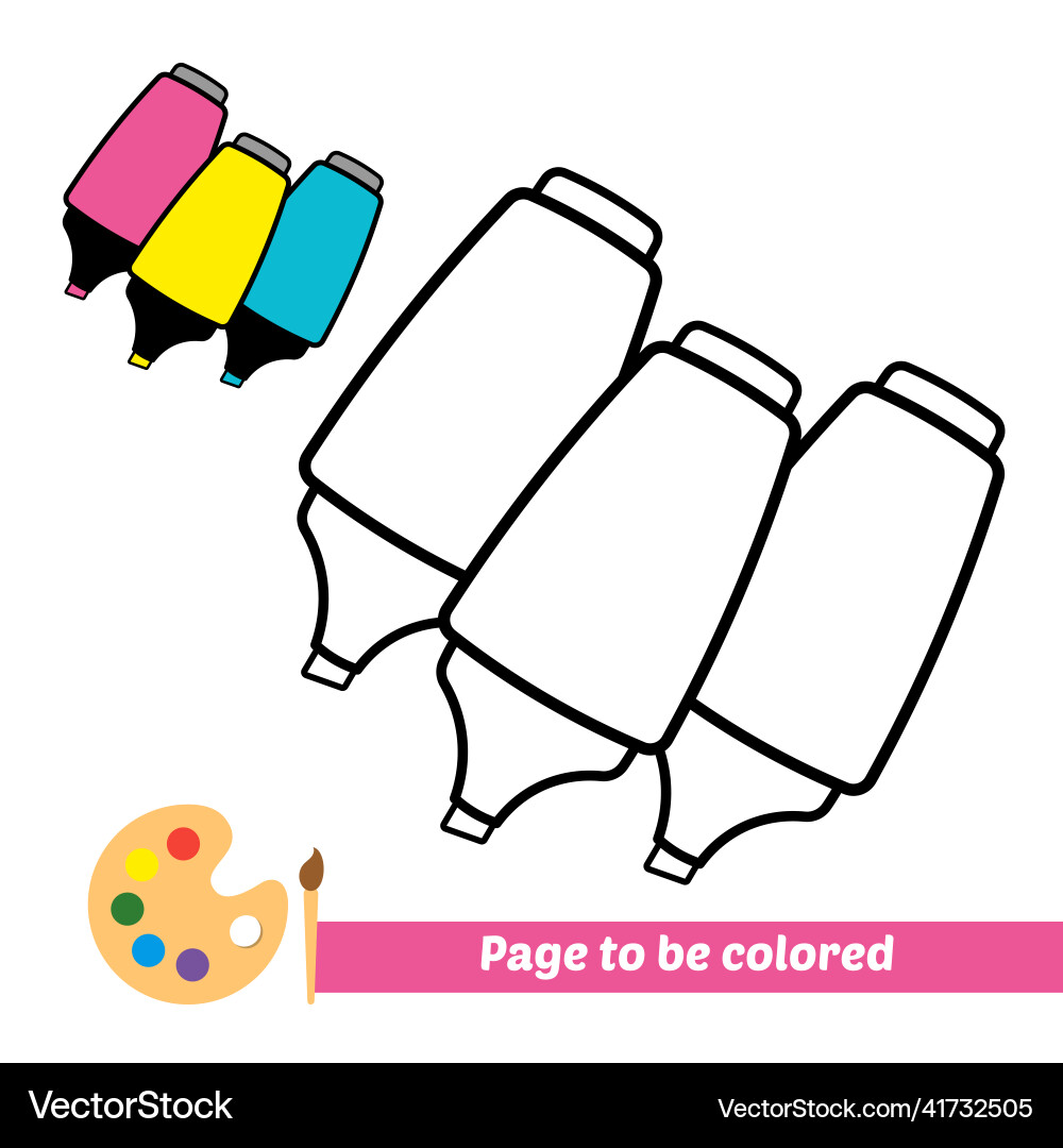 Coloring book for kids highlighter pen Royalty Free Vector