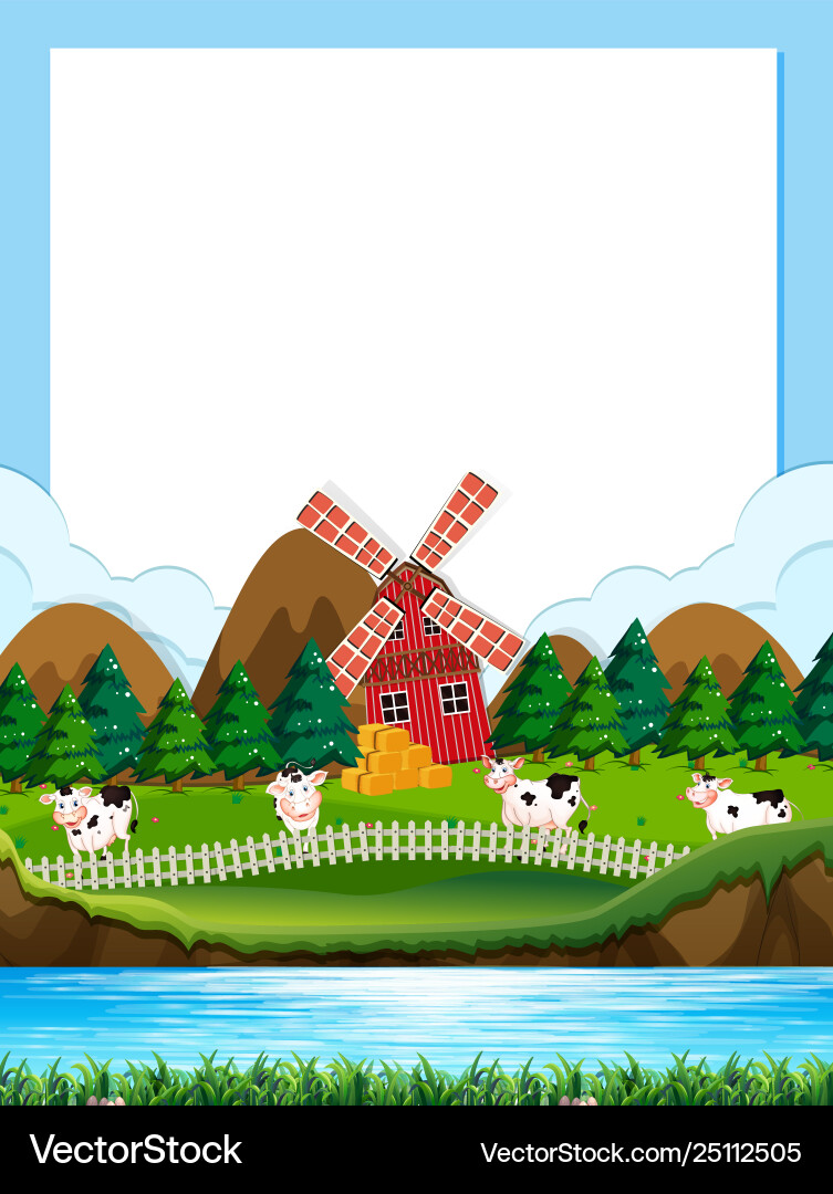 Cow farm border template Royalty Free Vector Image