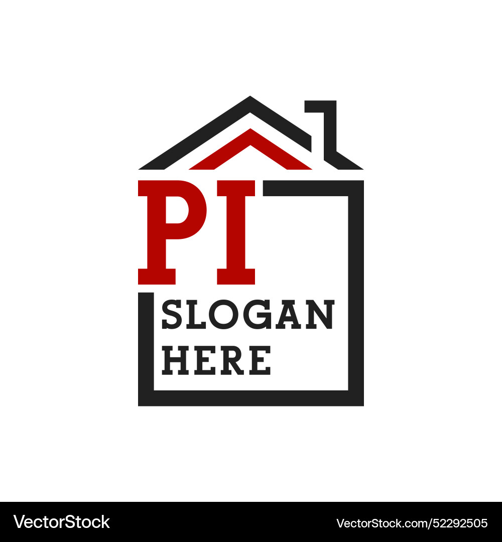 Initial pi house logo for roofing letter real Vector Image
