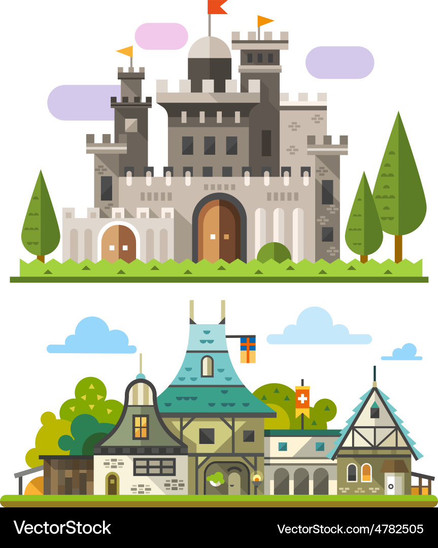 Medieval stone fortress Royalty Free Vector Image
